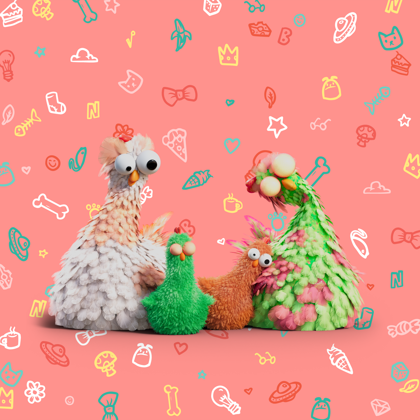 Chicken Plush Set – Noodle and Bun