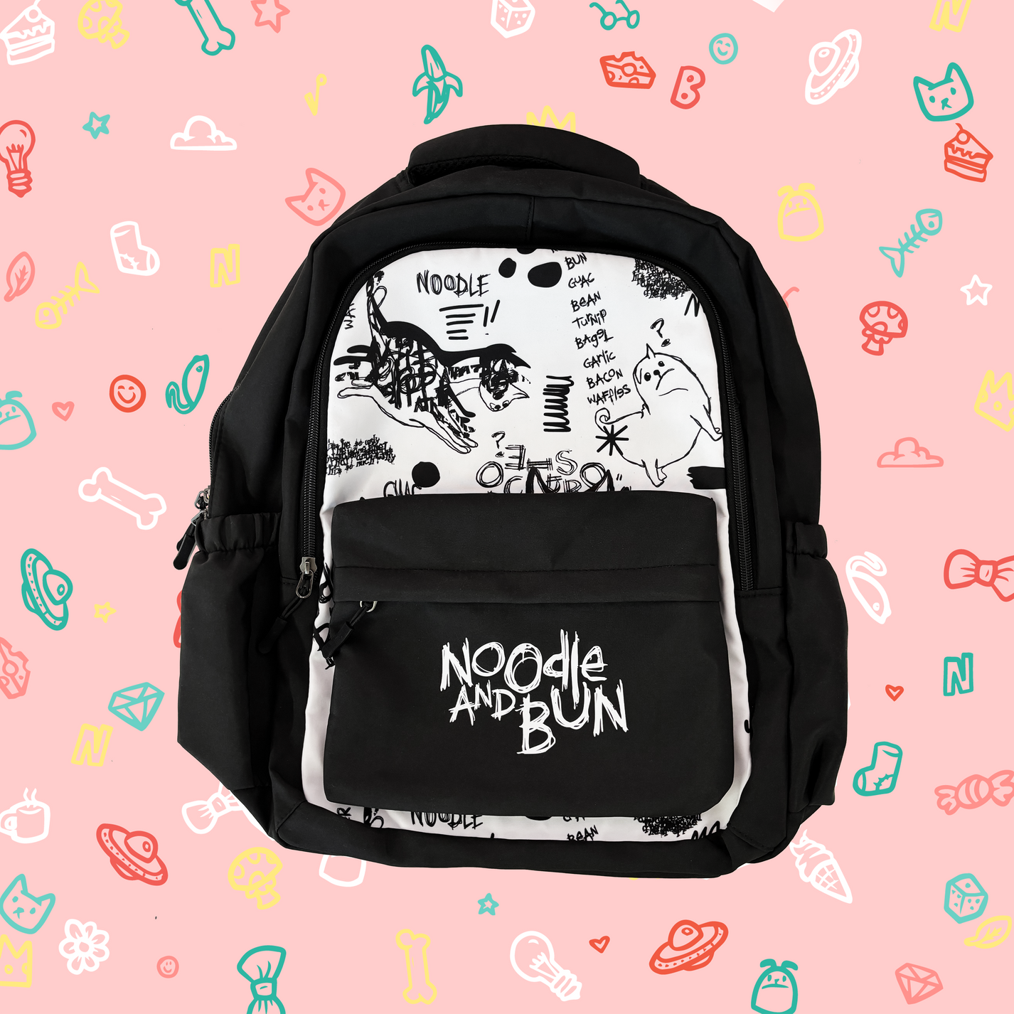 Graffiti Backpack - Black and White – Noodle and Bun